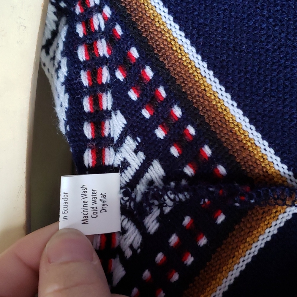 Native World Poncho Wool/Cotton Ecuador - Gem